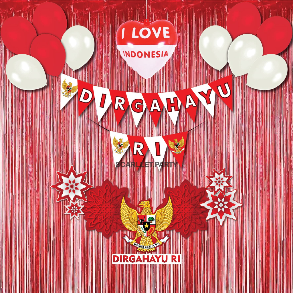 Jual PAKET DEKORASI 17 AGUSTUSAN BALON MERAH PUTIH I LOVE INDONESIA ...