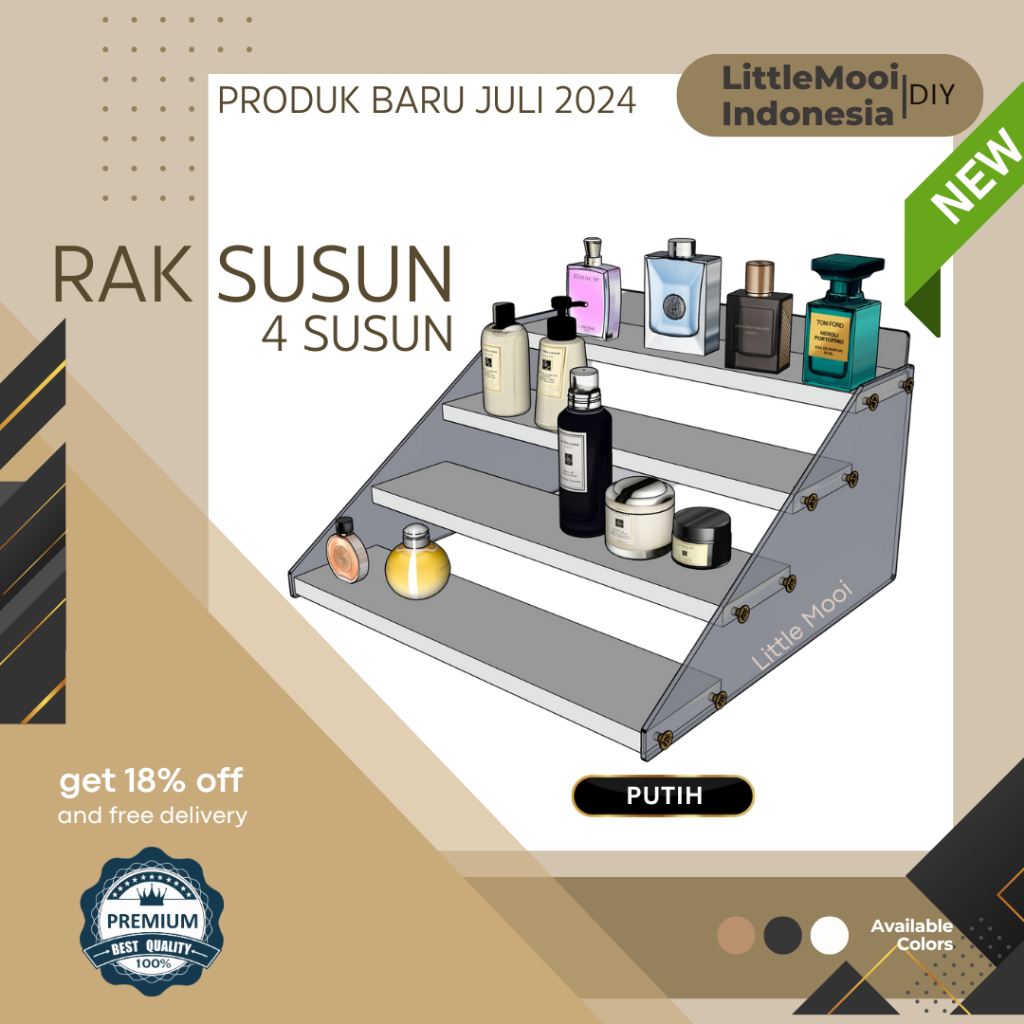 Jual Rak akrilik 4 susun/ tingkat /Rak cosmetic organizer/Rak parfum ...
