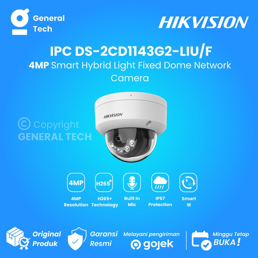 Jual Hikvision DS-2CD1143G2-LIU 4 MP Smart Hybrid Light Fixed Dome Network | Shopee Indonesia