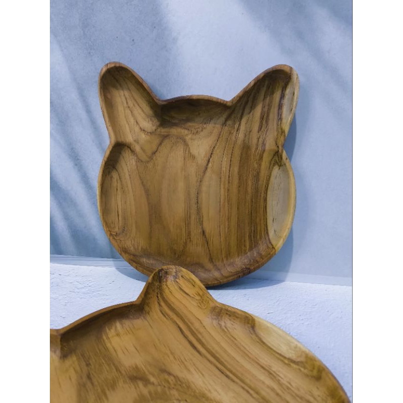 Jual Piring Kayu Jati Bentuk Kucing | Piring Kayu Kucing | Piring Kayu ...