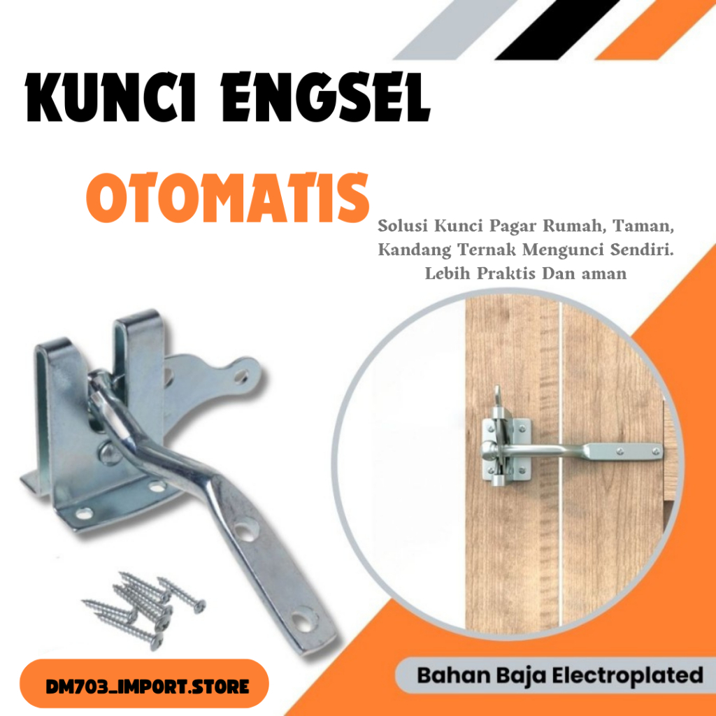 Jual Grendel Slot Kunci Pintu Pagar Taman Otomatis Auto Lock Bahan Baja ...