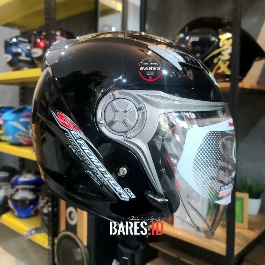 Jual Helm NHK Gladiator Black Glossy Double Visor | Shopee Indonesia