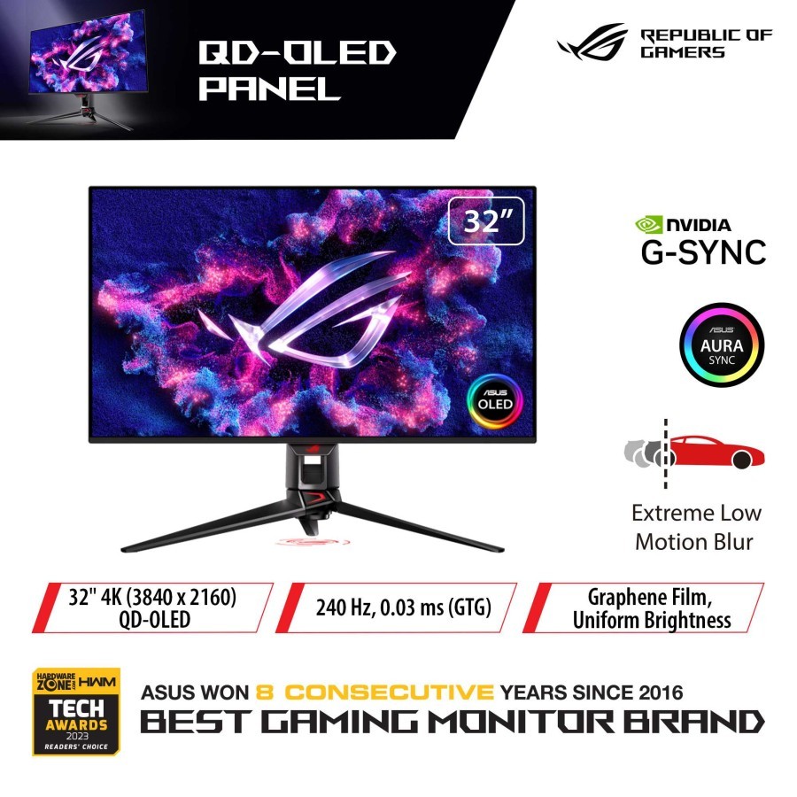 Jual ASUS ROG Swift OLED PG32UCDM 32 Inch Gaming Monitor - 4K UHD 240Hz 0.03ms QD-OLED | Shopee ...