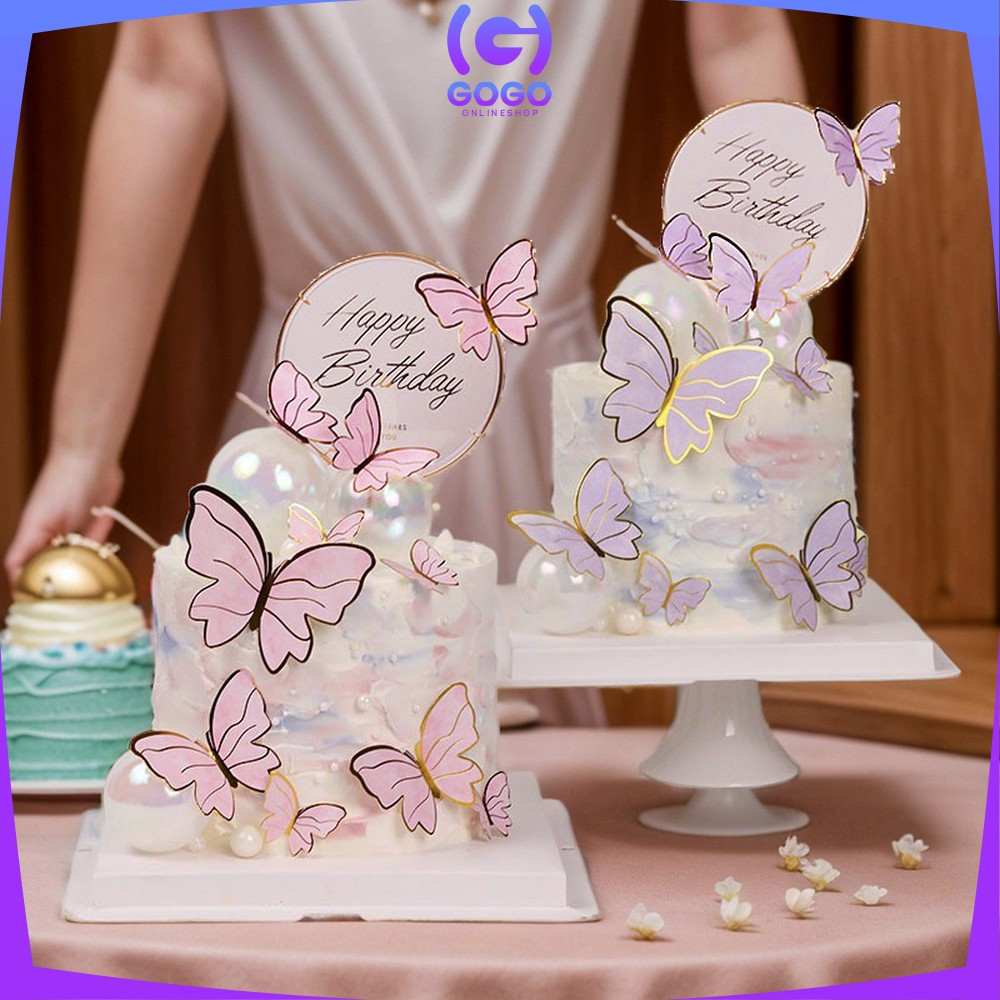 Jual GOGO-C1124 Topper Cake Kupu Kupu Isi 10Pcs Topper Dekorasi Kue ...