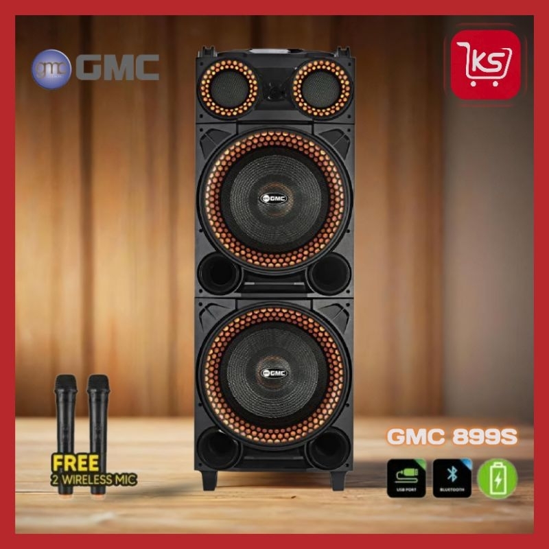 Jual SPEAKER GMC 899S | 2 X 12 INCH | 2 MIC WIRELESS | Shopee Indonesia