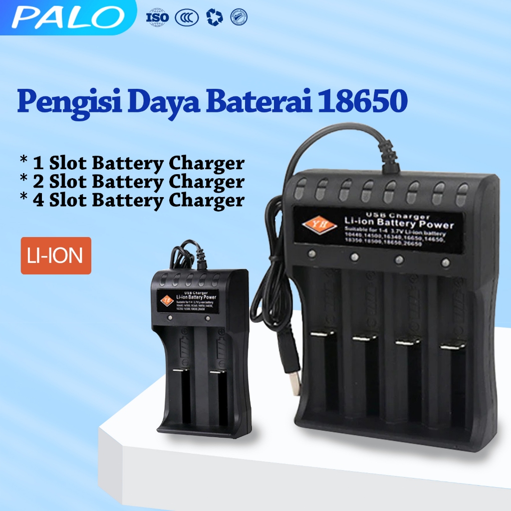 Jual PALO Battery charger 4/2/1 Slot untuk 3.7V 18650 26650 22650 18500 ...