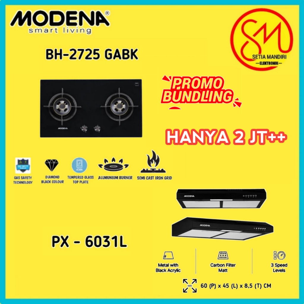 Jual [KARGO] MODENA BH 2725 GABK - Kompor Tanam 2 Tungku with Gas ...