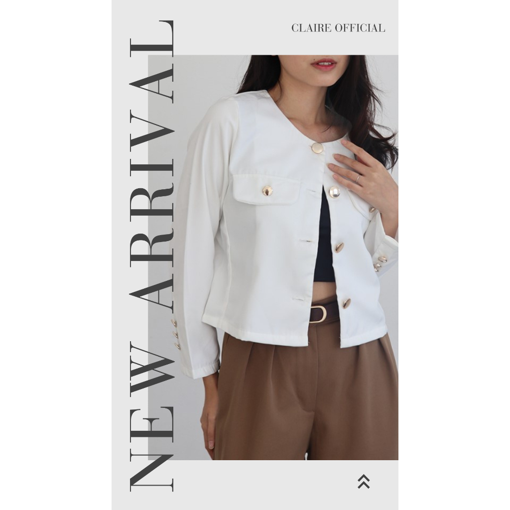 Jual CLAIRE-Outer Crop Wanita Lengan Panjang Blazer Cardigan Jas Crop ...