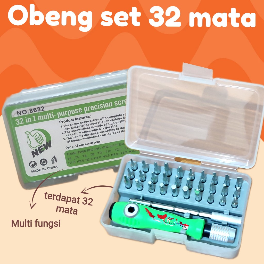 Jual Obeng Set Multi 31 in 1 Screwdriver Handphone Elektronik HP Laptop Obeng set 31 Mata ...