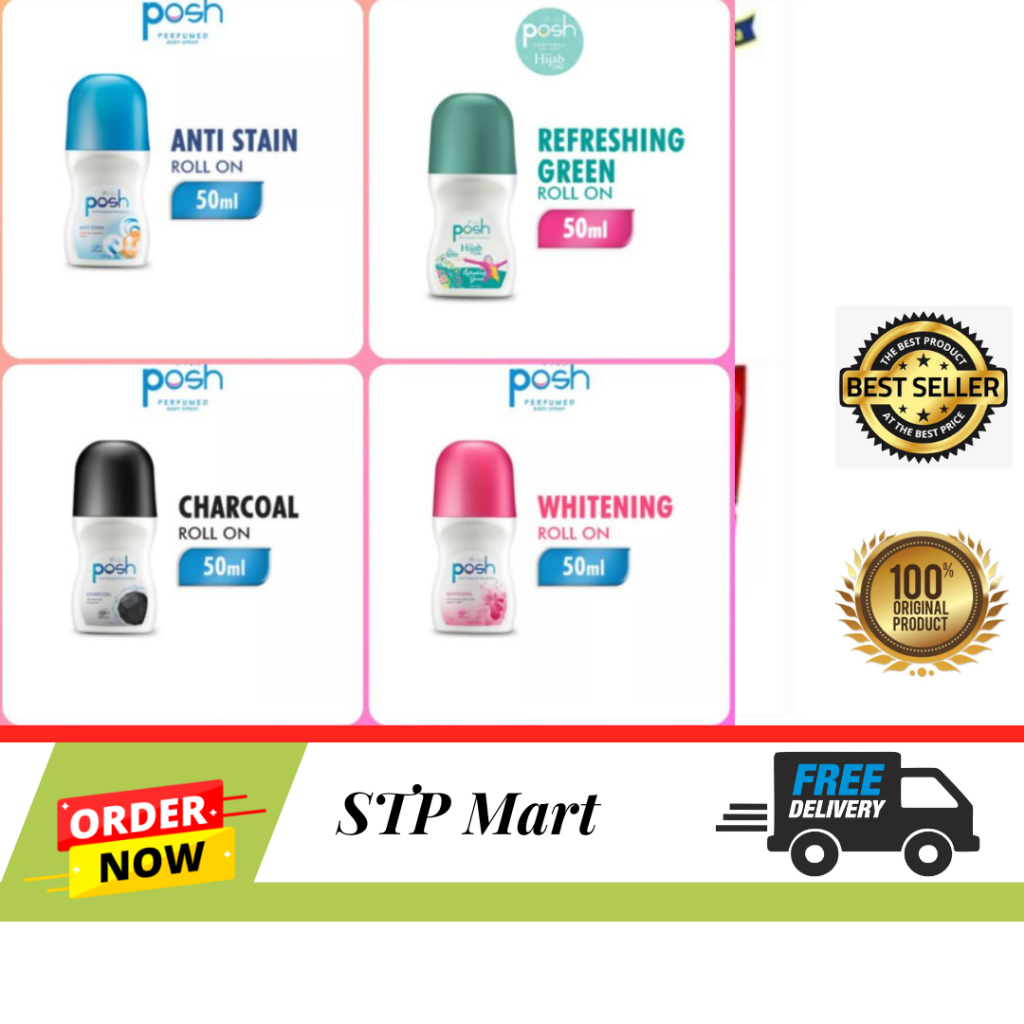 Jual POSH DEODORANT ROLL ON GIRL CHARCOAL & WHITENING & ANTI STAIN ...