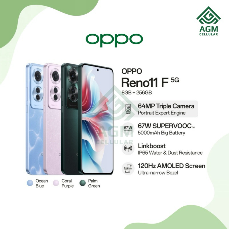 Jual HANDPHONE OPPO RENO 11F 5G RAM 8GB/256GB (Palm Green, Ocean Blue, Coral Purple) | Shopee ...