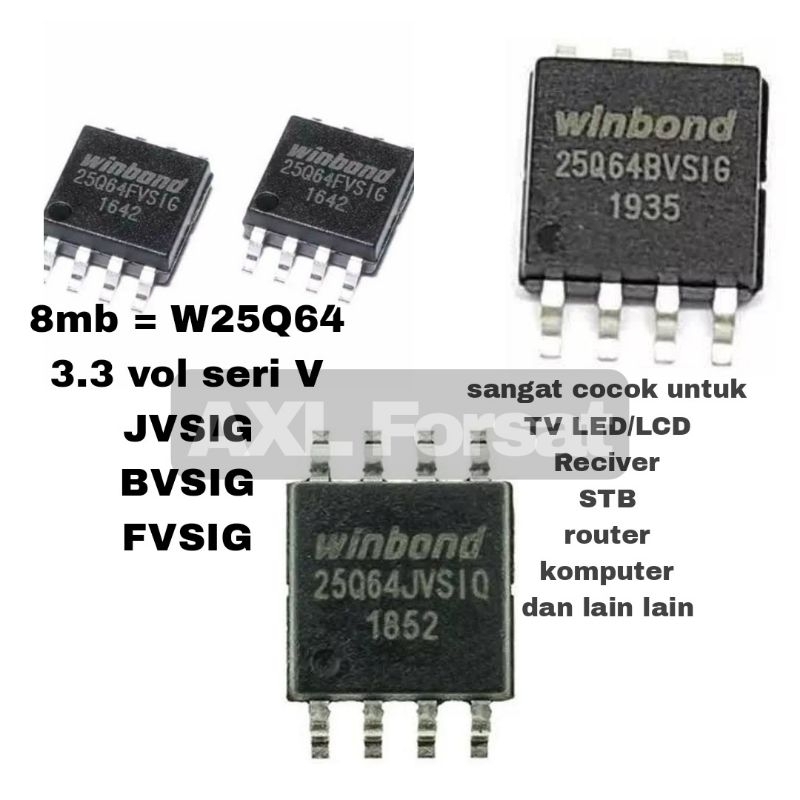 Jual IC Eeprom 8mb W25Q64 V 3.3 volt belum di isi softwaree | Shopee Indonesia