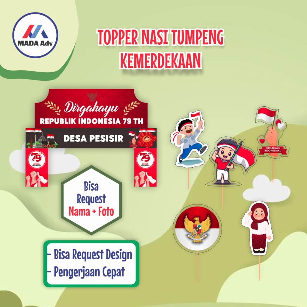 Jual Topper Kue Custom HUT RI/ Topper Custom Kemerdekaan/ Topper ...