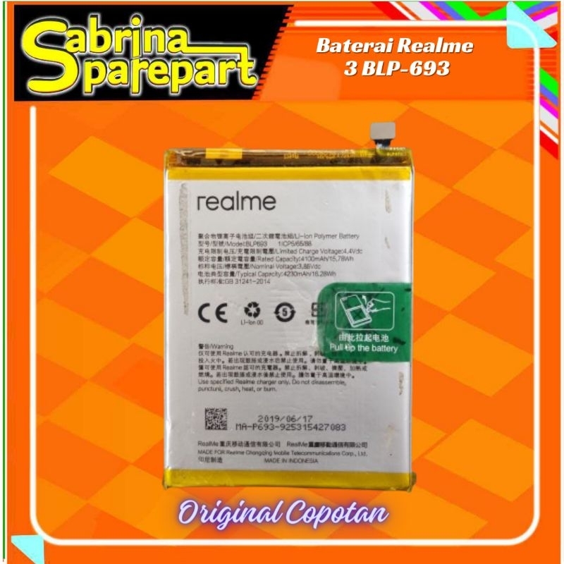 Jual Baterai Battery Realme 3 BLP693 dijamin Original /cabutan | Shopee ...