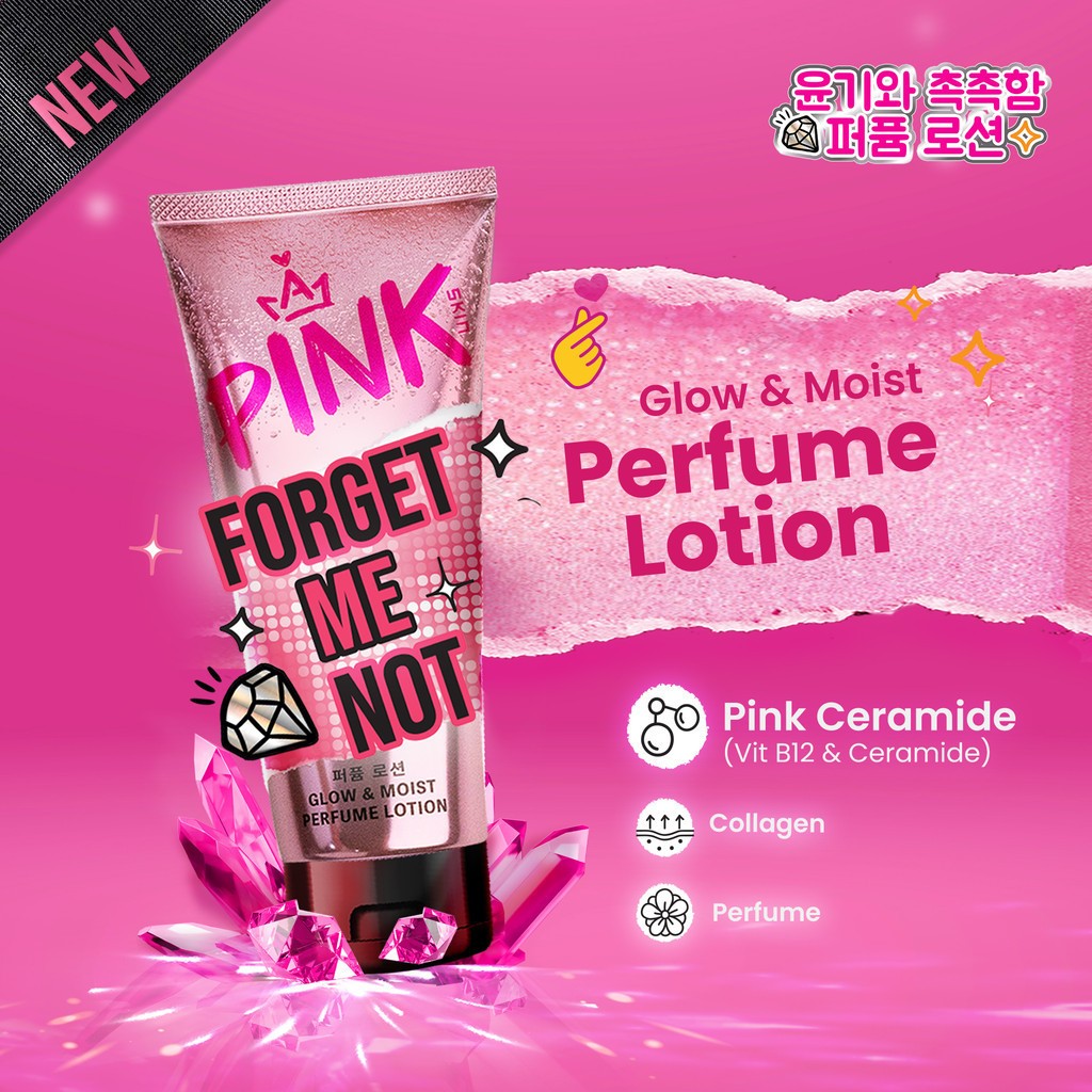 Jual Pink Skin Perfume Lotion Forget Me Not & First Love 180ml | Shopee ...