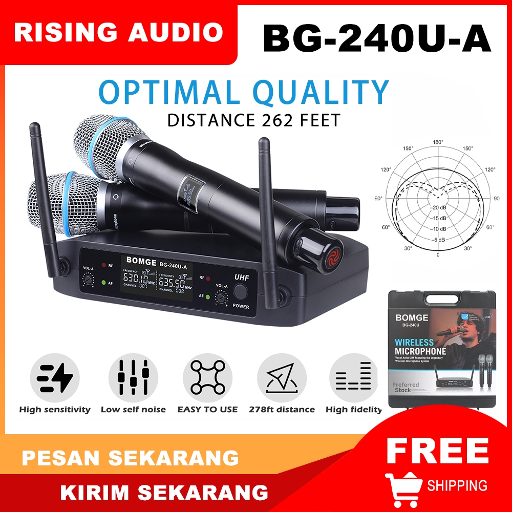 Jual RISING AUDIO UFH Wireless Microphone,Metal Dual Professional UHF ...