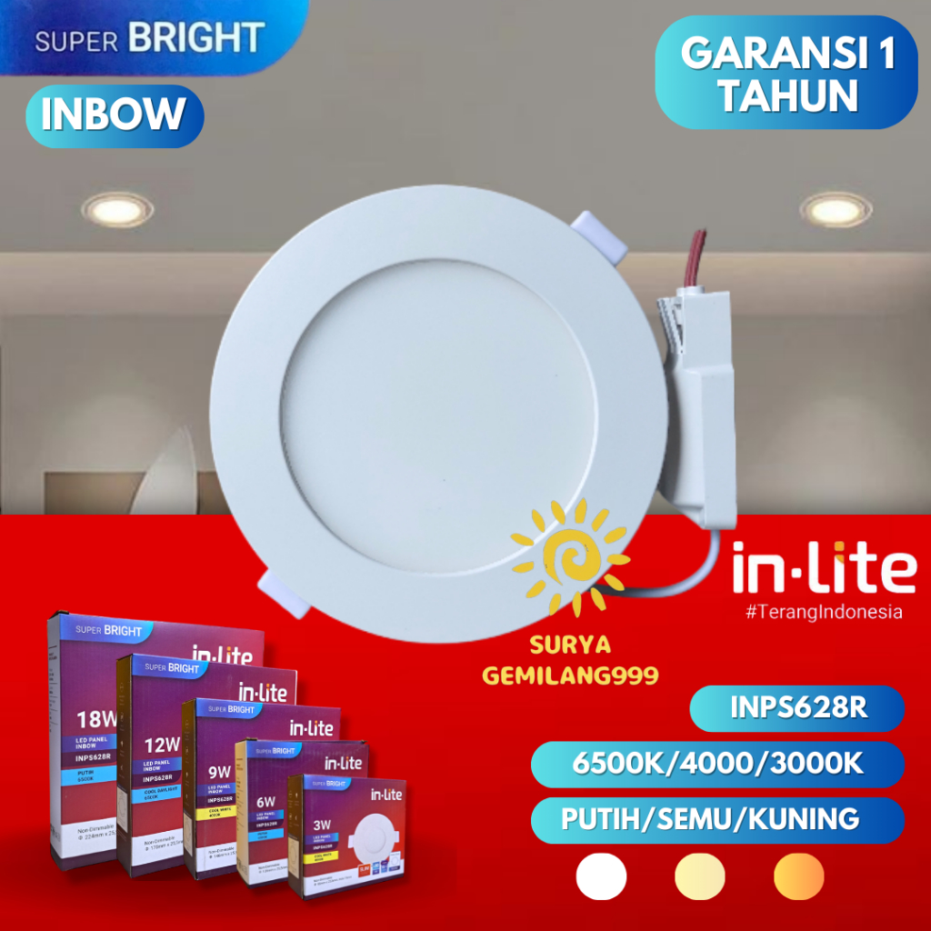 Jual INLITE - DOWNLIGHT PANEL LED INBOW INLITE 3W / 6WATT / 9WATT ...