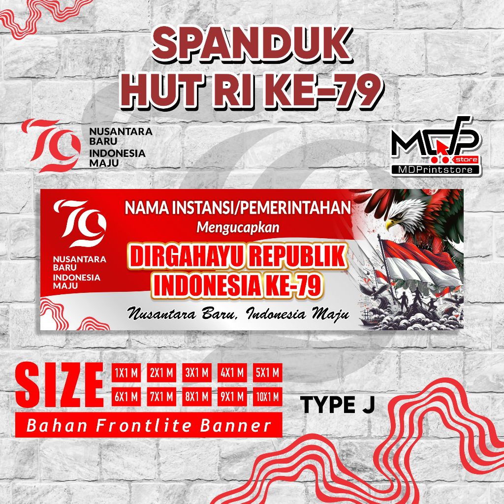 Jual SPANDUK HUT RI 10X1 METER KEMERDEKAAN AGUSTUSAN BANNER ...