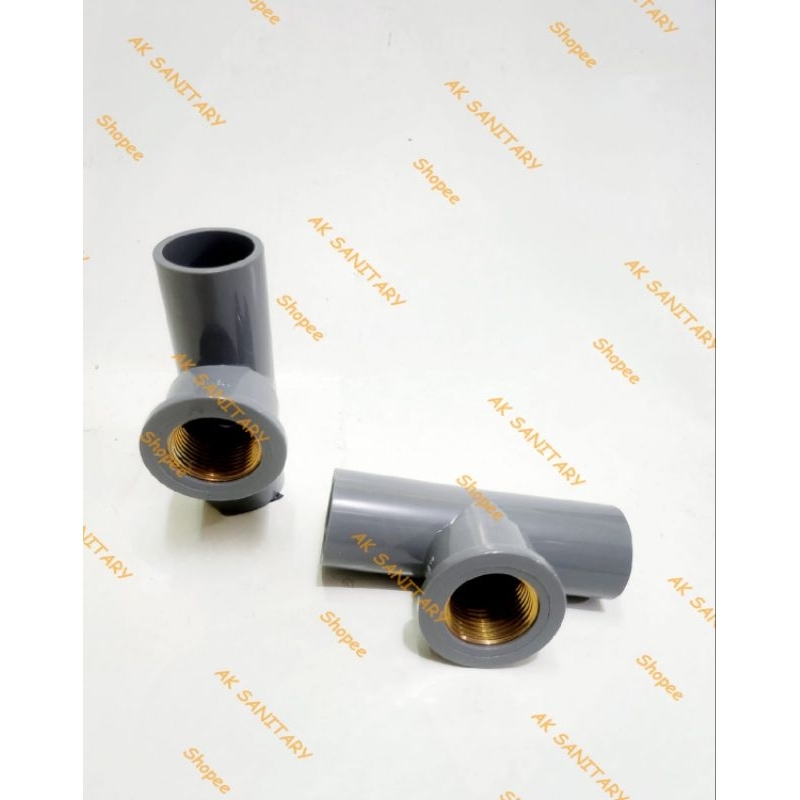 Jual Tee Drat Dalam Kuningan PVC 1/2" 3/4" inch STAMVICK - Tee PVC Drat ...