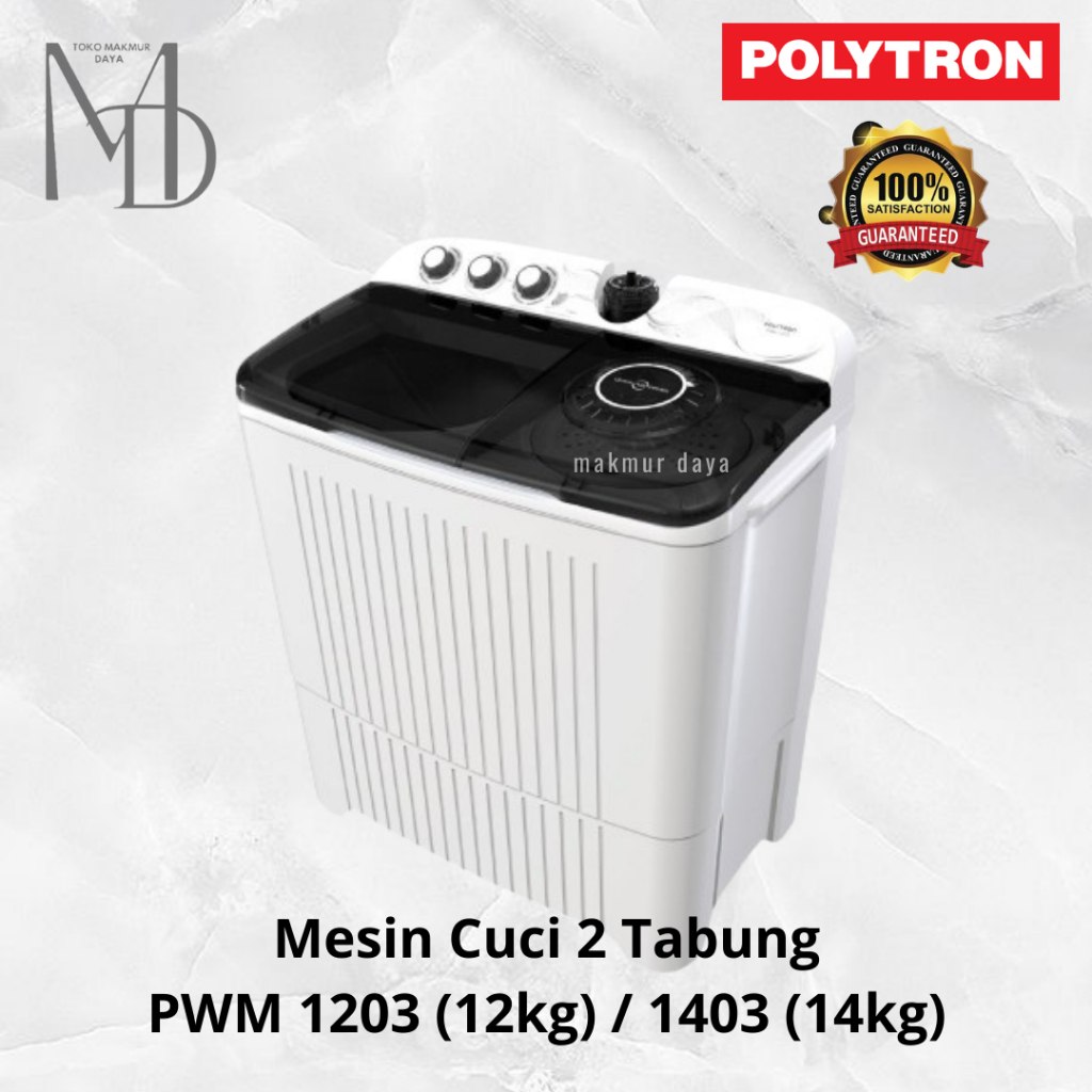 Jual Polytron Mesin Cuci 2 Tabung 12kg / 14kg PWM 1203 / 1403 / PWM1203 ...