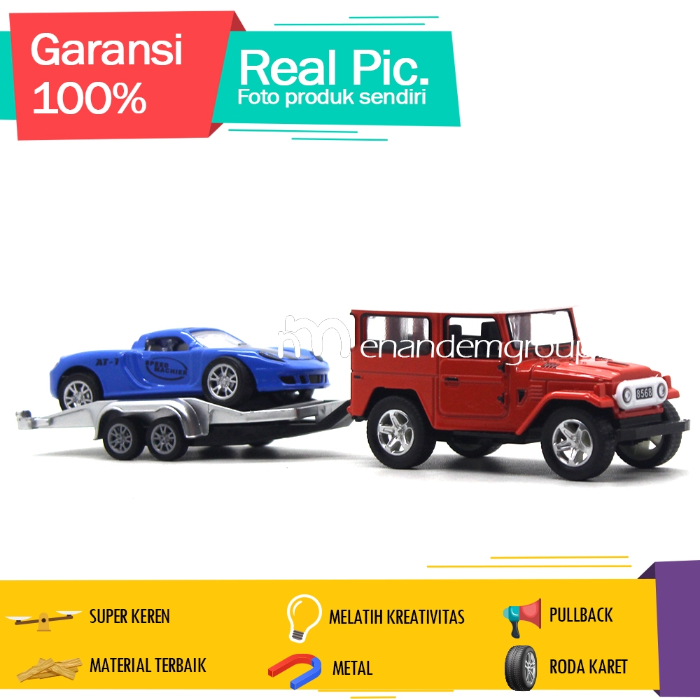 Jual Diecast Miniatur Mainan Mobil Jeep Hardtop Towing Derek Set Isi 2 ...