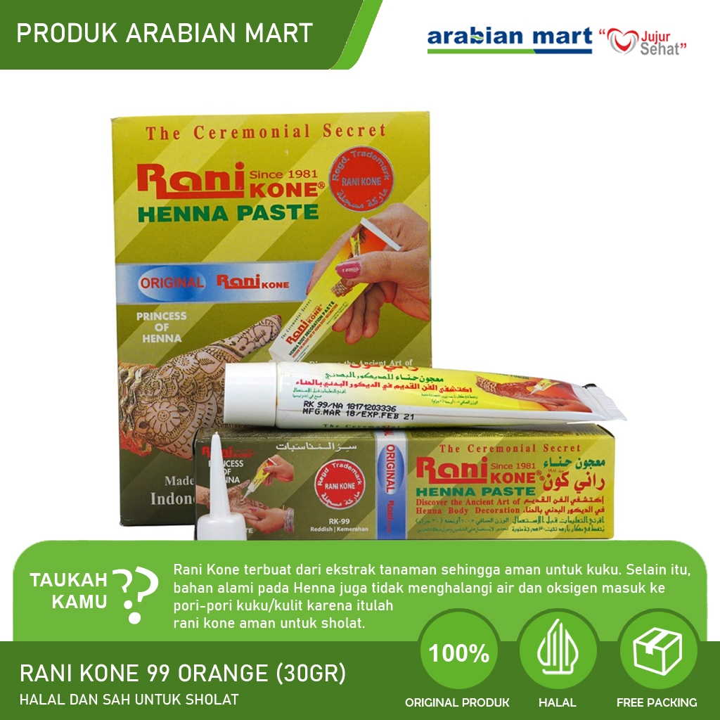 Jual Heena/Henna Rani Kone RK 99 30gr Premium Kemerahan Kemasan Arab ...
