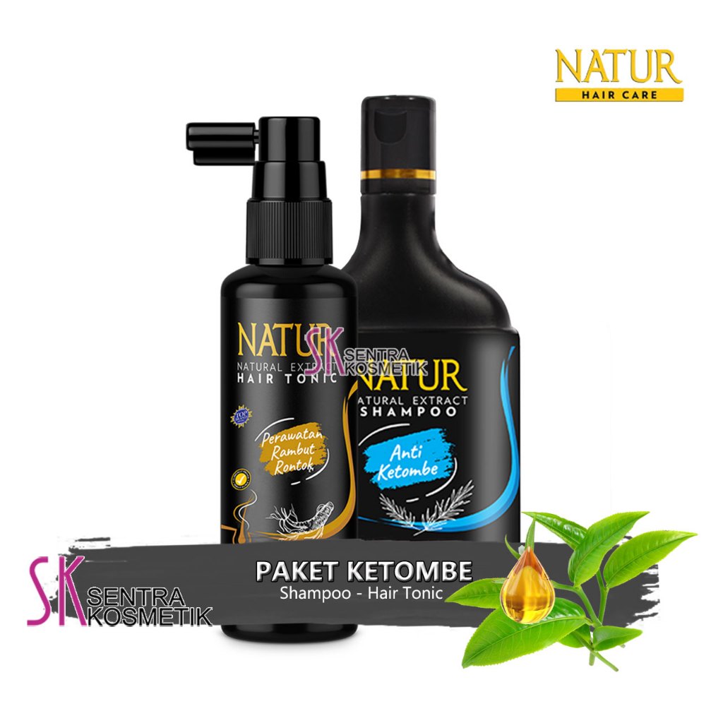 Jual NATUR Anti Ketombe Paket Dandruff Treatment Shampoo TTO + Hair ...