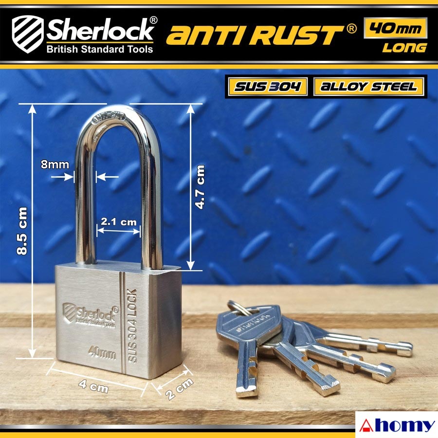 Jual gembok anti rust 40 40mm panjang sherlock stainless steel 304 anti ...