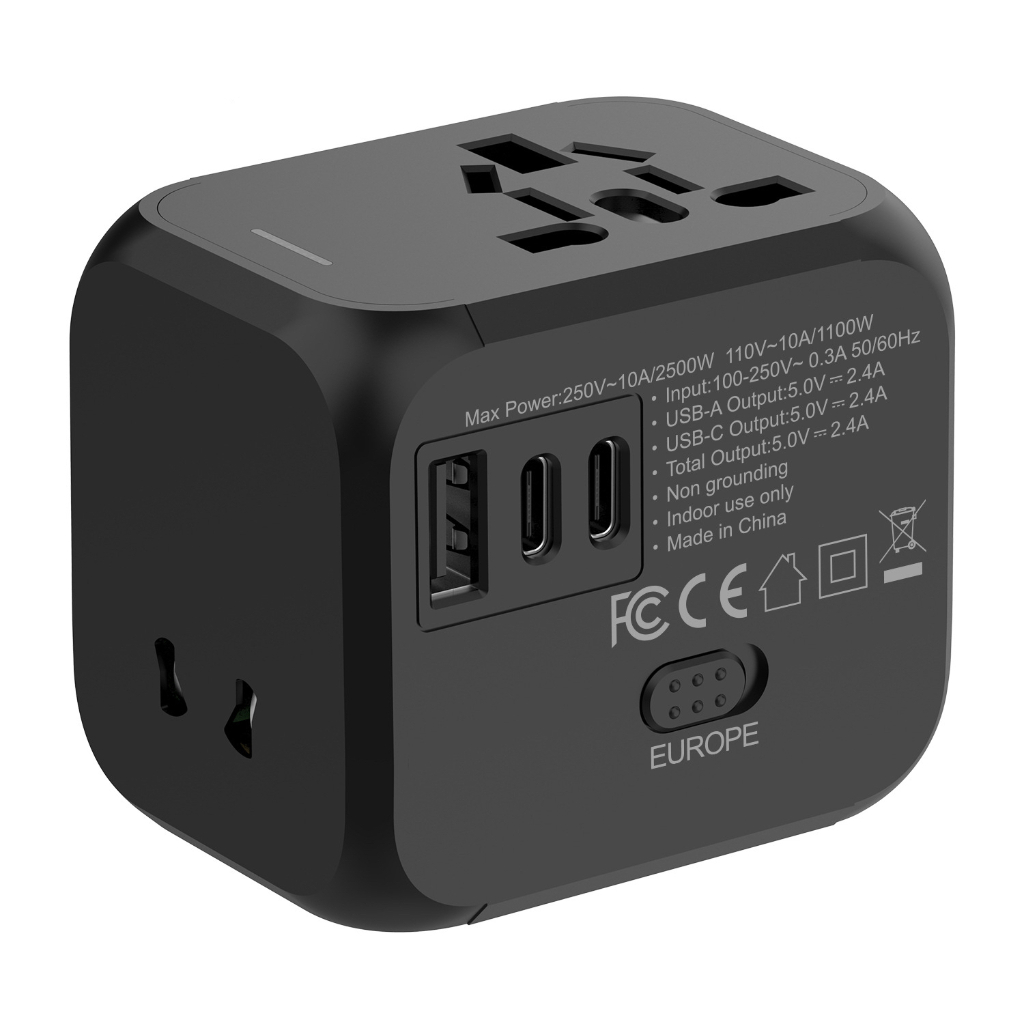 Jual Vinero Lunox Travel Adapter All In One Universal Socket Dual USB-C ...