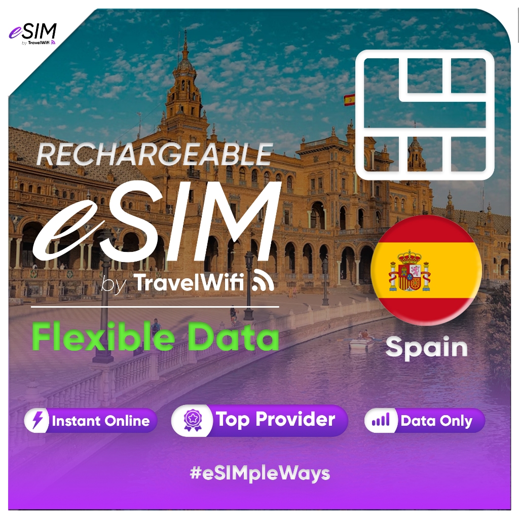 Jual RECHARGEABLE [BIGGER DATA] eSIM SPAIN Flexible Data | SPAIN Travel eSIM Card | eSIM SPAIN ...