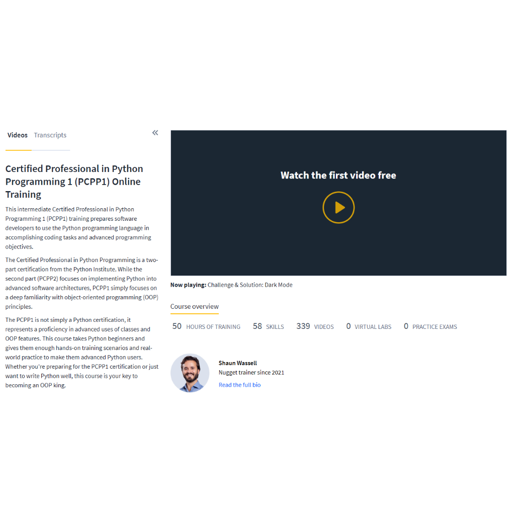 Jual CBT Nuggets - Certified Professional in Python Programming 1 ...