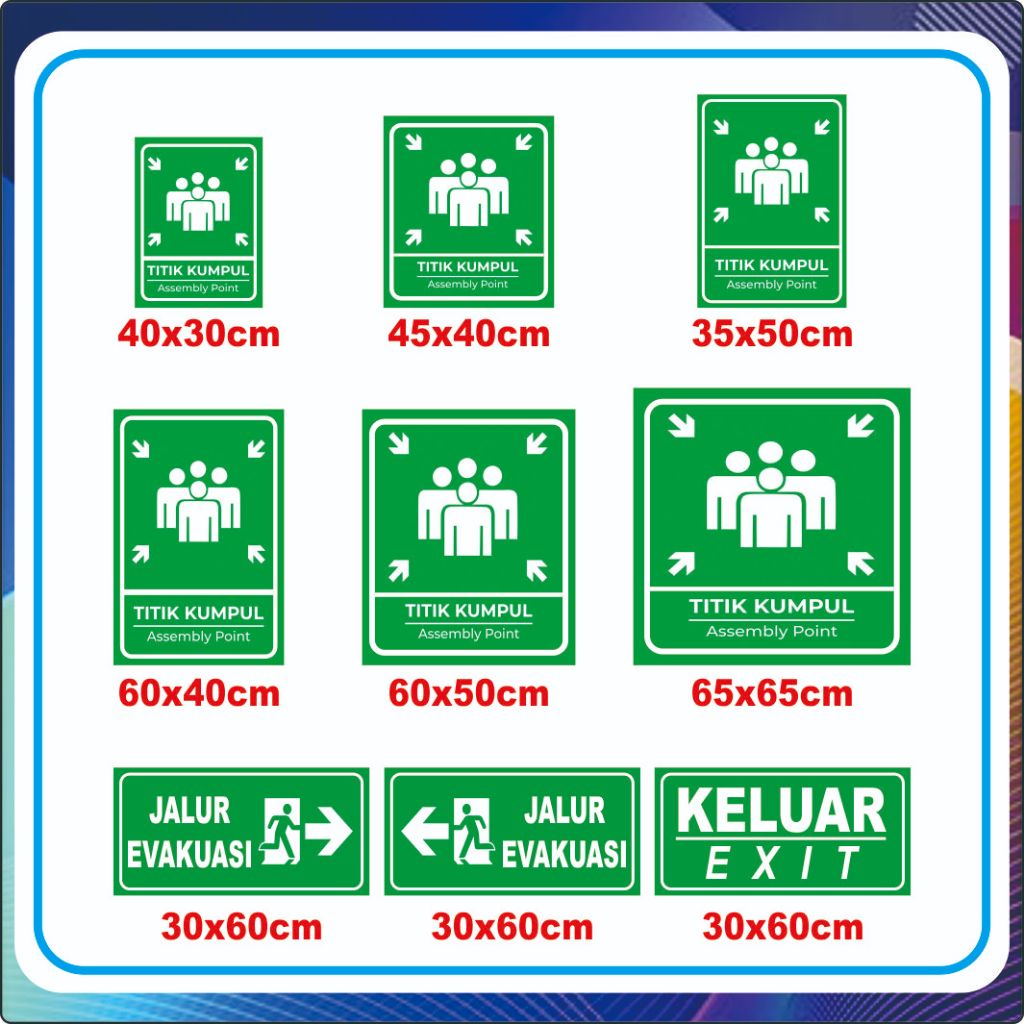 Jual PLANG RAMBU TITIK KUMPUL, JALUR EVAKUASI, JALUR KELUAR | Shopee ...