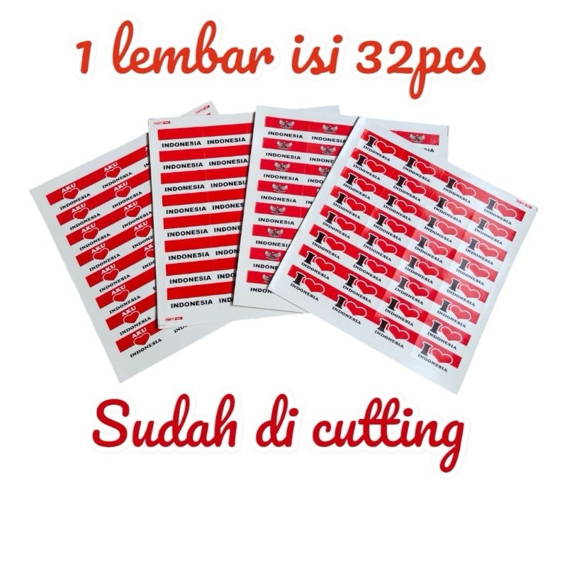 Jual [1 LEMBAR ISI 32 PCS] STIKER PIPI BENDERA MERAH PUTIH AGUSTUSAN ...