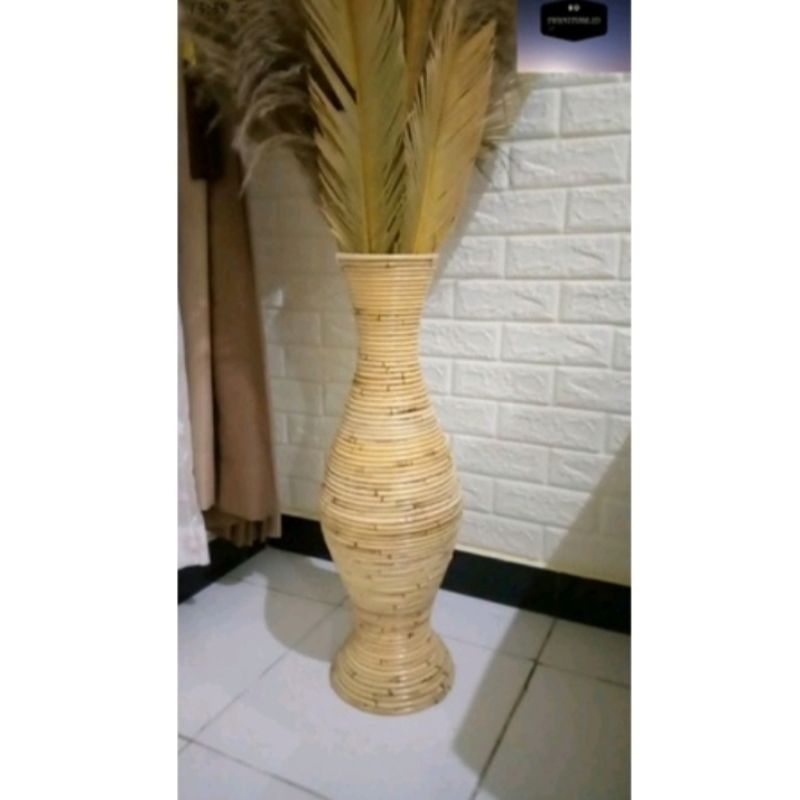 Jual guci rotan ukuran 70 cm/ vas bunga rotan ukuran 70 cm ( sudah ...