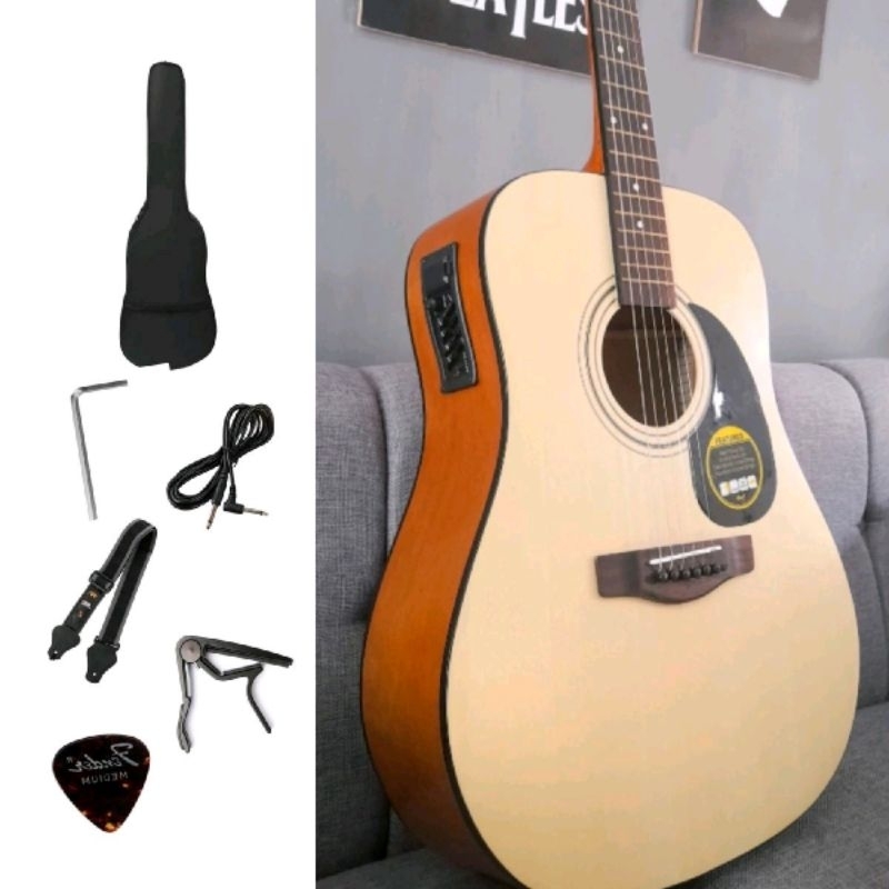 Jual Gitar Akustik cort elektrik jumbo. tanam besi. Tinggal colok sound. free packing kayu4 ...