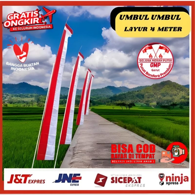 Jual Bendera Merah Putih Model Layur Dekorasi Agustusan Hiasan Kemerdekaan Indonesia Umbul Umbul ...