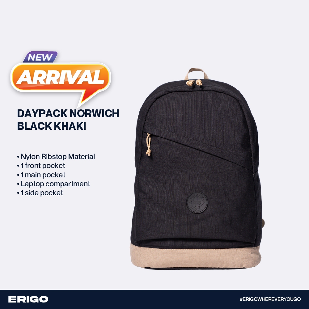 Jual Erigo Daypack Norwich Black Khaki Unisex | Shopee Indonesia