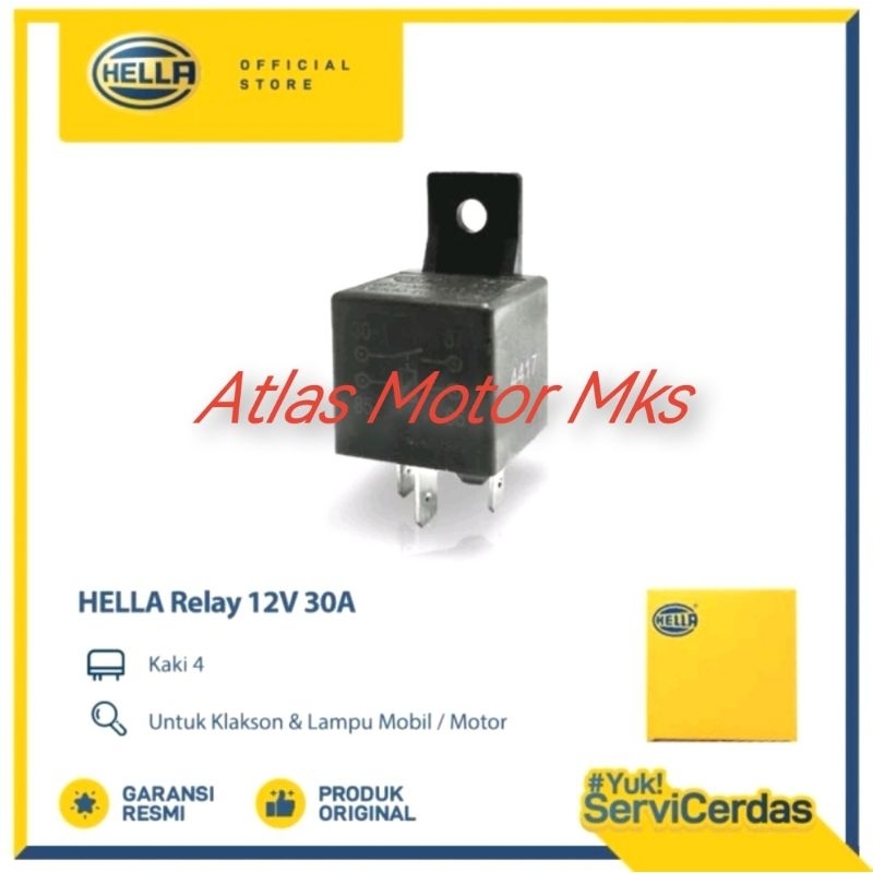 Jual [1PC] RELAY HELLA 12VOLT 30AMPER 4KAKI / 4PIN ORIGINAL HELLA - 12V ...
