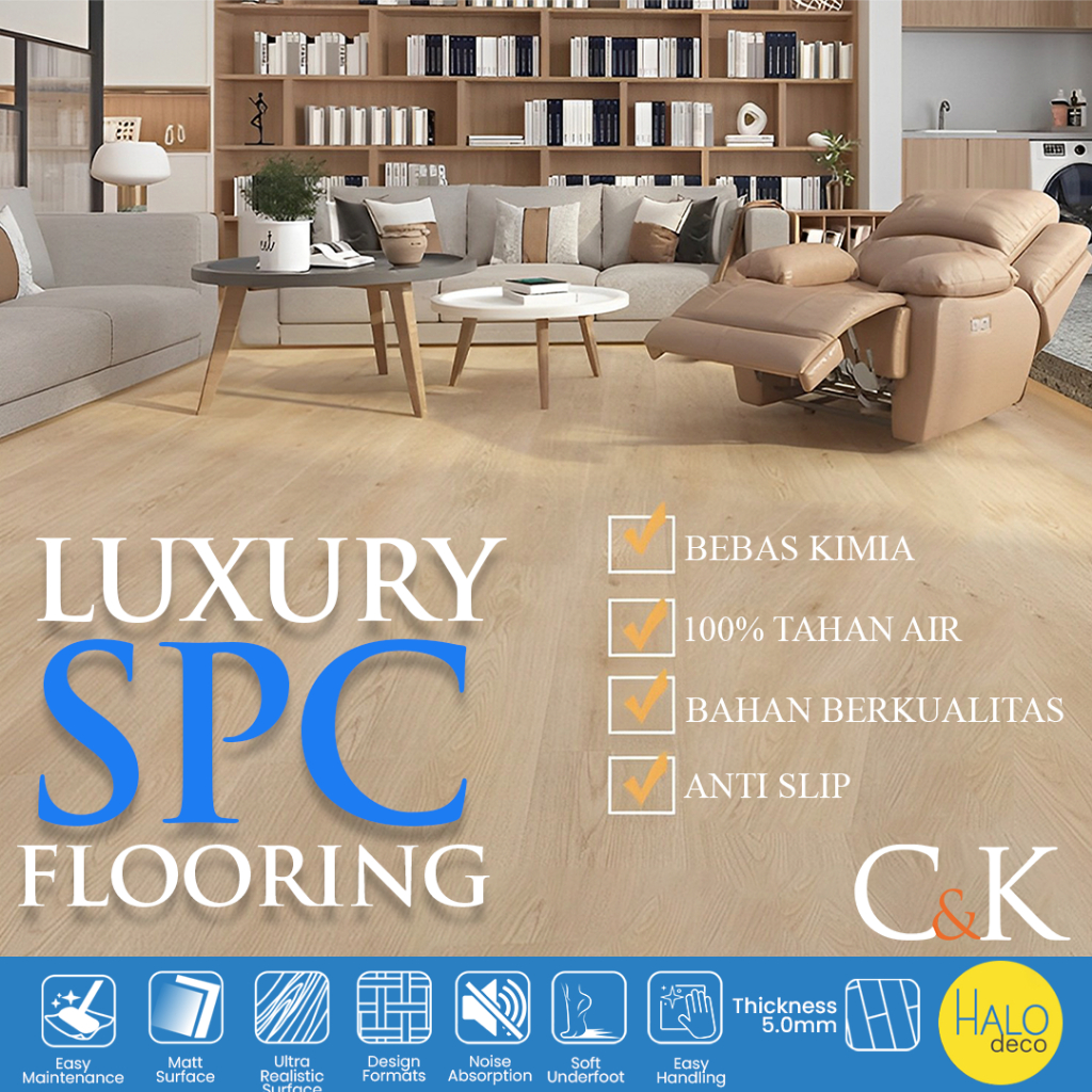 Jual C&K SPC Flooring 5mm / Lantai SPC C&K Sistem Click / SPC Model Klik Tanpa Lem | Shopee ...