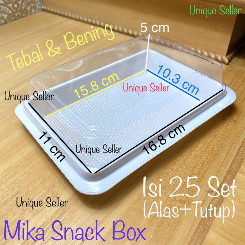 Jual [Isi25] Mika Snack Box Putih 16.5x11x5 cm Alas+Tutup / Mika Bento ...