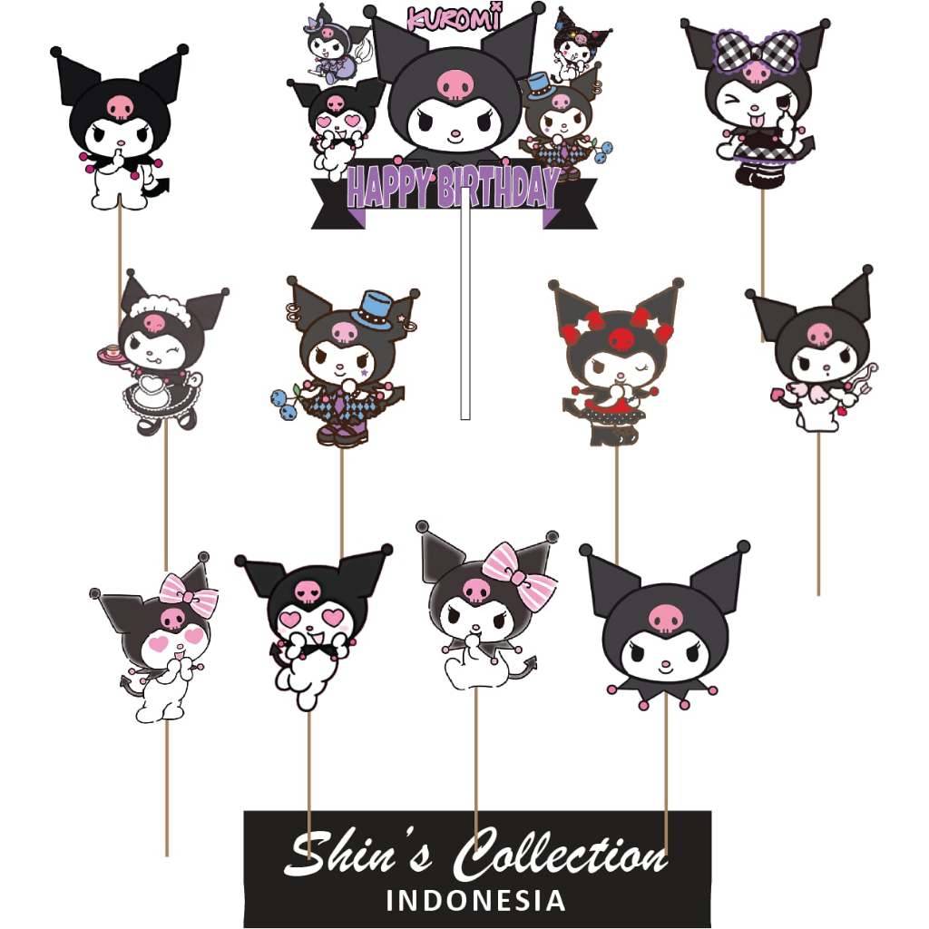 Jual Cake Topper Kuromi 1 set isi 11pcs | Shopee Indonesia