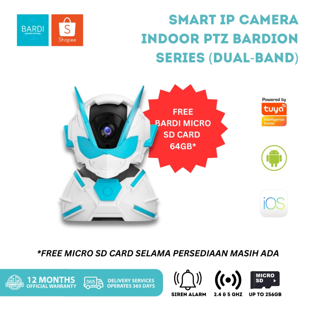 Jual BARDI Smart IP Camera Indoor PTZ 3MP BARDION Series Dual Band 2 ...