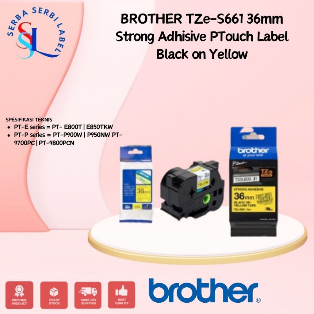 Jual BROTHER TZe-S661 36mm PTouch Tape Label Barcode TZeS661 Strong ...