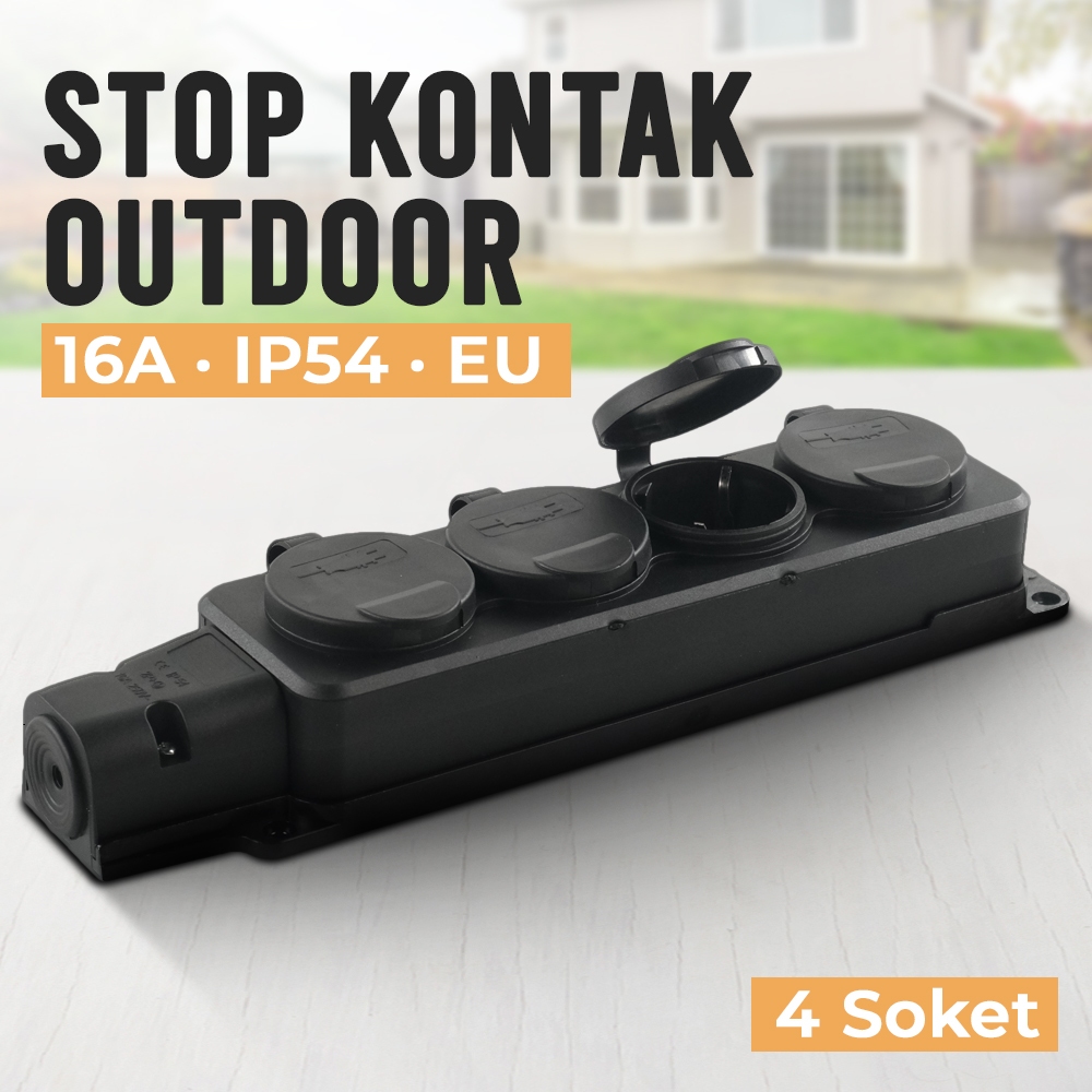 Jual STOP KONTAK OUTDOOR TERMINAL ANTI AIR IP54 16A 250V EU 4 SOKET ...