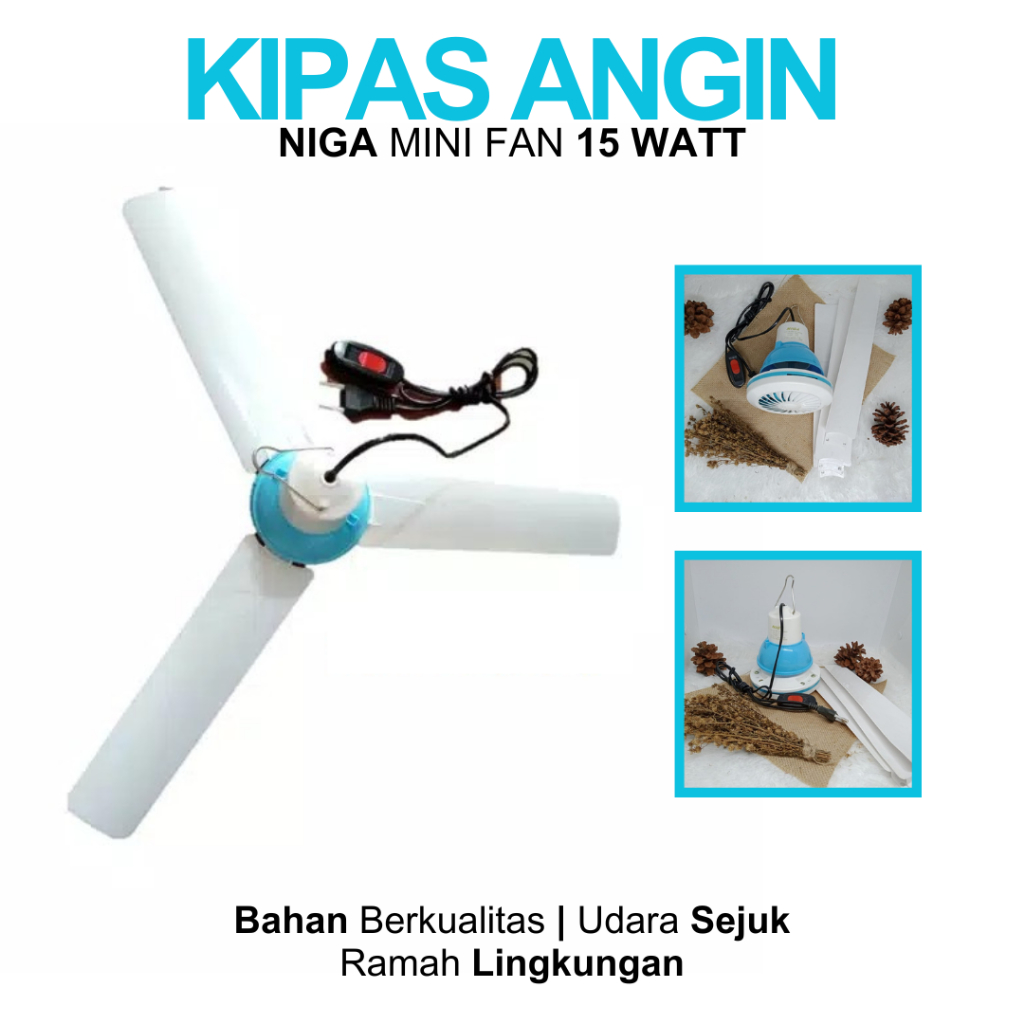 Jual KIPAS ANGIN GANTUNG 15 WATT NIGA MINI FAN 15 WATT KIPAS ANGIN PLAFON KIPAS CEILING FAN 15 ...