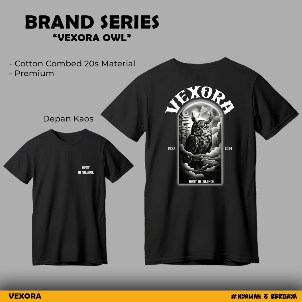 Jual VEXORA Kaos T-Shirt Cotton Combed 20s Brand Series OWL | Shopee Indonesia