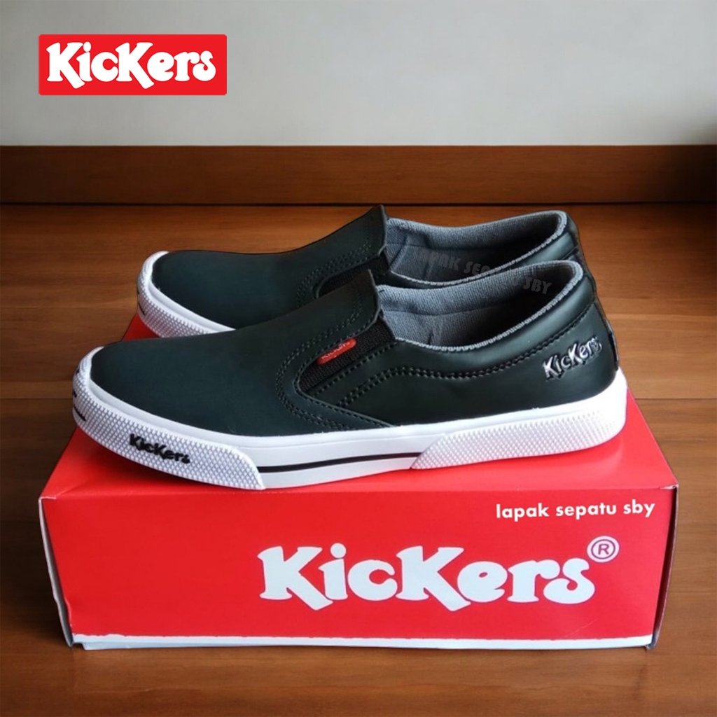 Jual SEPATU KICKERS MX ONE SLIP ON SLOP HITAM COKLAT TUA TAN CASUAL SANTAI PRIA KERJA SEKOLAH ...