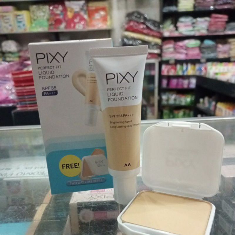 Jual PIXY LIQUID FOUNDATION FREE REFILL TWO WAY CAKE (paket bundling ...