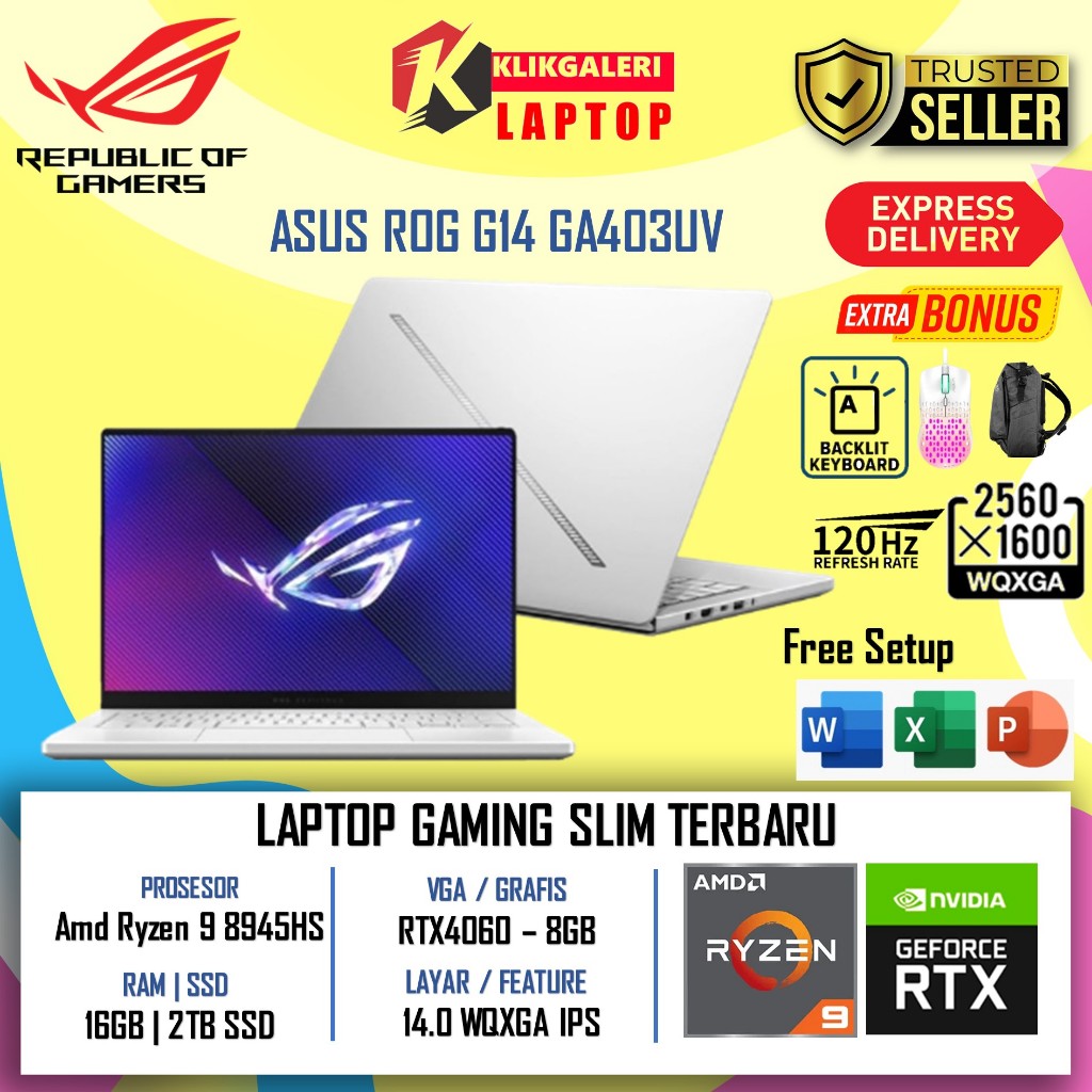 Jual Laptop Gaming Terbaru ASUS ROG G14 GA403UV RYZEN 9 8945HS RTX4060 ...
