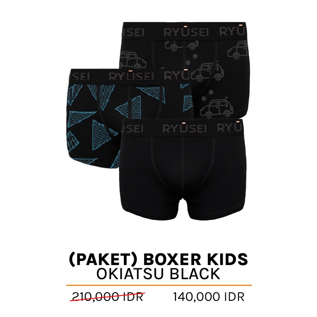 Jual [PAKET] Boxer Kids Okiatsu Black Collection (3 Pcs) | Shopee Indonesia